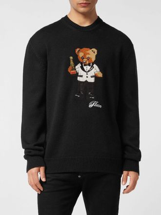 Philipp Plein Pull ras du cou en coton m&eacute;lang&eacute; avec imprim&eacute; Teddy Bear