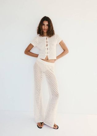 Mango Cardigan en maille chaude avec brandebourgs &eacute;cru - Femme - XXS - MANGO