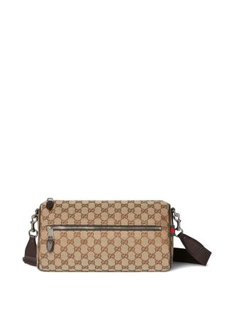 Gucci small logo-patterned cylindrical shoulder bag - Nude