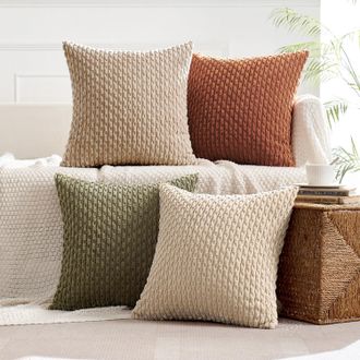 Miulee 4er Set Kordsamt Kissenbezüge Kissenbezug Dekorative Kissenhülle Moderne Sofakissen Kissen Zierkissen Couchkissen für Sofa Dekokissen Wohnzimmer Schla