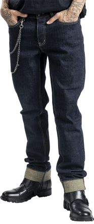 Rock Rebel by EMP Herren Blaue Jeans mit gesticktem Logo und Totenkopfnieten W34L34