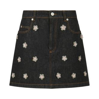 Marni Femme, Jupes, Bleu, Taille: 38 FR Mini-jupe en jean avec broderies florales