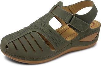 Generic Sandales orthop&eacute;diques compens&eacute;es pour femme - Soutien de la vo&ucirc;te plantaire - Antid&eacute;rapantes - Bout ferm&eacute; - Sandales de p&ecirc;cheur &agrave; talon bas - Chaussu