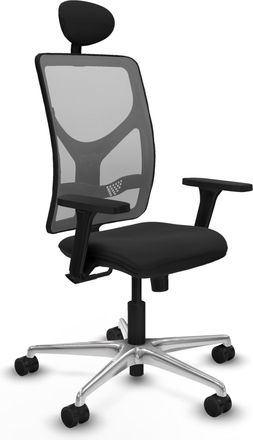 Piqueras y Crespo Schwarzer B&uuml;rostuhl mit 3D-Armlehnen, h&ouml;henverstellbarer Lendenwirbelst&uuml;tze und festem Kopfteil, ausgestattet mit 3 Positionen und Schaumstoff. Grau/S
