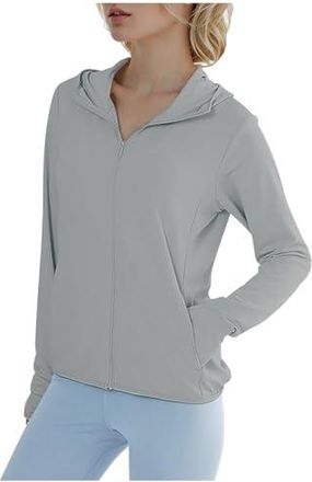 Generic Veste &agrave; capuche pour femme 2026 couleur pure avec protection solaire | Capuche respirante avec cordon de serrage pour la course &agrave; pied, le cyclisme, l