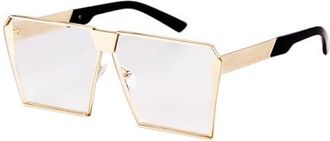 Generic Lunettes de soleil tendance steampunk pour homme en métal cool Hip Hop nuances vintage surdimensionnées carrées plates pour femmes, C9, taille unique 