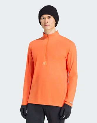 adidas Terrex Xperior Longsleeve-T-Shirt mit halbem Rei&szlig;verschluss in Semi Impact Orange