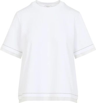 PESERICO Femme, Tops, Blanc, Taille: 40 FR T-shirt en jersey de coton stretch