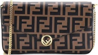 Fendi F is Fendi Envelope on Chain Zucca Embossed Leather clutch bag - Braun