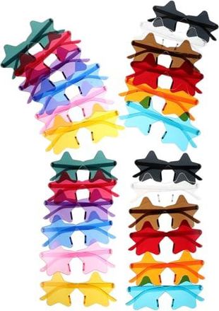 BESTONZON Mipcase Lunettes de Soleil sans Monture D&eacute;toile 24 Pcs, Couleurs Vari&eacute;es Transparentes et &Eacute;clatantes, Protection Uv, Accessoires Festifs pour Plage, P