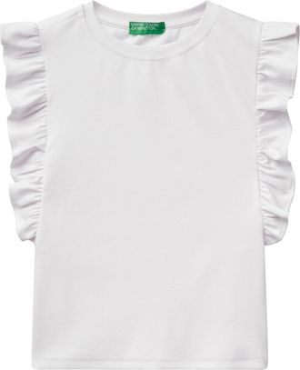 Benetton Damen Maglia G/C S/M 3fmed10a3 T-Shirt, Weiß, X-Large