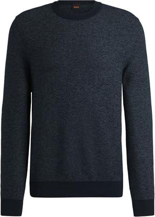 BOSS Hommes Aspoki Pull Regular en Coton m&eacute;lang&eacute; avec Structure en Maille