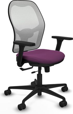 Piqueras y Crespo Schreibtischstuhl mit 3D-Armlehnen, h&ouml;henverstellbare Lendenwirbelst&uuml;tze, ausgestattet mit Syncro/Traslack und Schaumstoff, Wei&szlig;/Violett