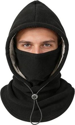 Generico Capuchon dhiver - Coupe R&eacute;glable - Couvre-t&ecirc;te pour Moto | pour Cyclisme Travail Randonn&eacute;e Ski &Eacute;quitation et Voyage Quotidien en en Froid, Noir, rifer