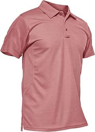 KEFITEVD T-Shirts de Golf à Séchage Rapide pour Homme Été Léger Pêche Randonnée Hauts à Manches Courtes,Gris Rose,2XL