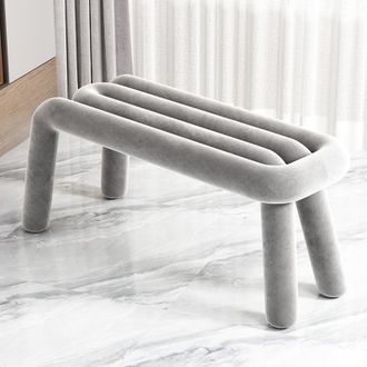 Generic Ottomanenbank Aus Samt for Den Eingangsbereich - Moderner Gepolsterter Fußhocker for Schlafzimmer, Wohnzimmer, Flur(Grey)