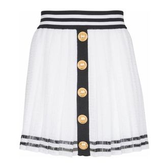 Balmain Plissee-Rock aus Monogramm-Strick - - Skirts - Damen - Wei&szlig; - 2XS