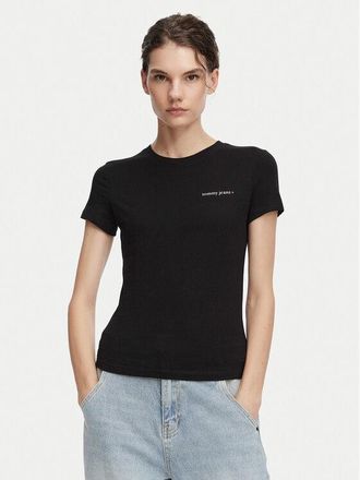 Tommy Jeans T-Shirt Ess Logo DW0DW23479 Schwarz Slim Fit