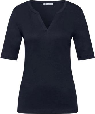 Street One Femme, Tops, Bleu, Taille: 42 FR T-shirt en coton &agrave; col rond