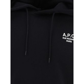 A.P.C. Logo-Embroidered Drawstring Hoodie - Black