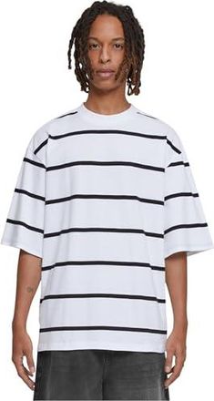 Urban Classics T-Shirt Ray&eacute; Manches Oversize Homme T-Shirt Manches Courtes Blanc/Noir L