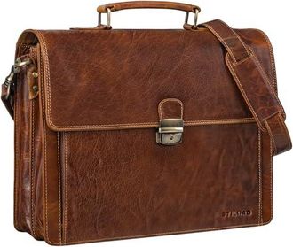 STILORD Stanley Serviette Homme Cuir avec Cadenas pour Ordinateur 17 Pouces Sac Travail Cuir V&eacute;ritable Vintage Sac &agrave; Bandouli&egrave;re Grand Business Couleur:cannes
