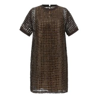Brunello Cucinelli Pailletten-Mesh-Minikleid - - Dresses - Damen - Braun - S