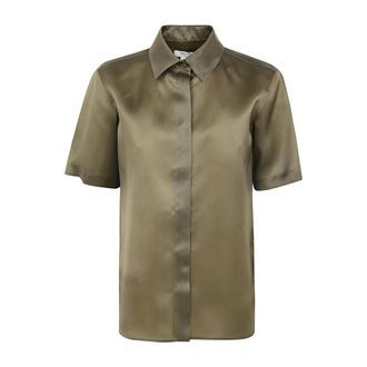 Max Mara Femme, Blouses et Chemises, Vert, Taille: 36 FR Chemise &agrave; Manches Courtes en Organza