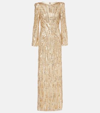 Jenny Packham Robe longue à sequins