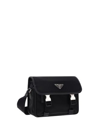 Prada Re-Nylon with Triangular Plaque Shoulder Bag - Black