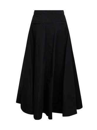 Balenciaga Womens Skirt Godet Maxi Black Cotton