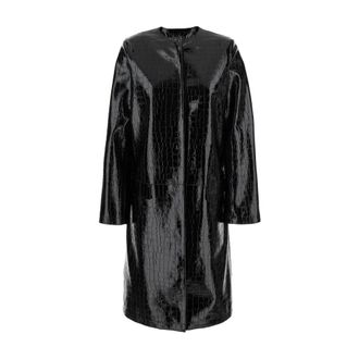 Toteme Croco Embossed Coat - - Coats - Damen - Schwarzk - S