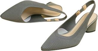 Generic YUJIEBB Grandes sandales &agrave; talons hauts pour femmes, rayures tendance, douces et respirantes, tricot&eacute;es rondes et &eacute;paisses (talon haut de 5 cm), gris,