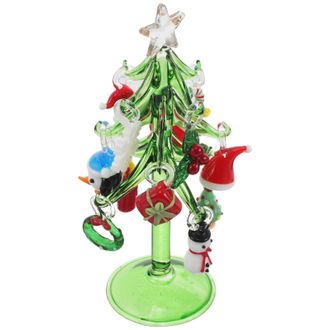 Artibetter Kristallglas Weihnachtsbaum Tischdeko Miniatur Kristallbaumfigur mit Schneemann und Weihnachtsmann als Spitze Weihnachtliches Zierobjekt f&uuml;r Zuhause o