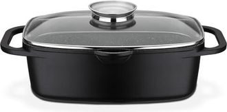 GSW R&ocirc;tissoire Universelle Gourmet Granit - r&ocirc;tissoire avec couvercle, id&eacute;ale pour mijoter, griller et r&ocirc;tir, pour induction et four - Noir, Fonte dalumin