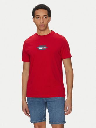Tommy Hilfiger T-Shirt Flag Box MW0MW38636 Rot Regular Fit