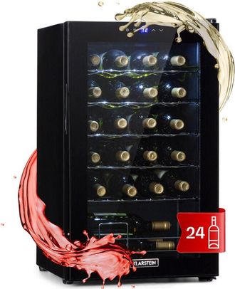 Klarstein Klarstein - Weink&uuml;hlschrank, 1 Zonen Getr&auml;nkek&uuml;hlschrank Klein, Kleiner Weinschrank 63L, Wein-K&uuml;hlschrank Klein mit Glast&uuml;r, Indoor/Outdoor