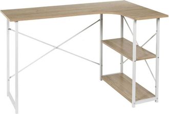 Altobuy Altobuy - biwo - Bureau dAngle Blanc et Naturel avec 2 Tablettes