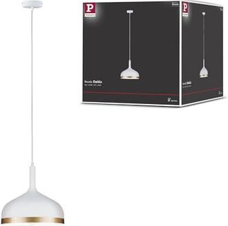 Paulmann 79628 Neordic Embla Pendelleuchte max. 1x20W H&auml;ngelampe f&uuml;r E27 Lampen Deckenlampe Wei&szlig; matt/Gold 230V Metall ohne Leuchtmittel