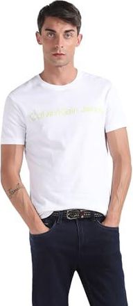 Calvin Klein Jeans T-Shirt Manches Courtes Homme Institutional Logo Slim Fit, Blanc (Bright White), XS