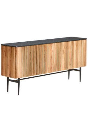 Landscape Sideboard, Schwarz, Akazie, Holz, Metall, Stein, Akazie, Holz, 1 Fächer, 2 Schubladen, 170x80x40 cm, stehend, Schlafzimmer