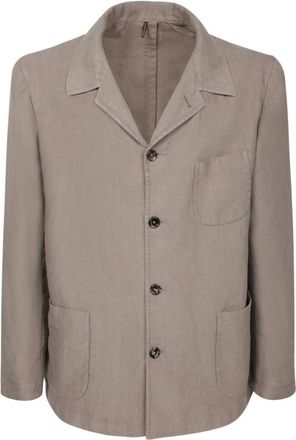 Dell'Oglio Homme, Vestes, Brun, Taille: 2XL Linen Overshirt