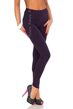 FUTURO FASHION Legging long - extensible/taille haute - poches - tailles 36 &agrave; 50 - LPK - Prune - 38