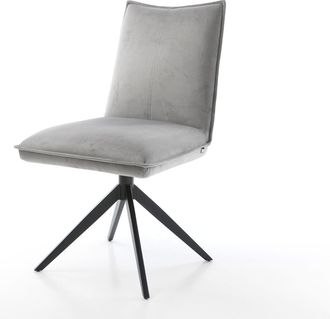 DELIFE Drehstuhl Lelio-Flex Samt Grau Kreuzgestell breit Schwarz 360° drehbar Wippfunktion Taschenfederkern, Esszimmerstühle