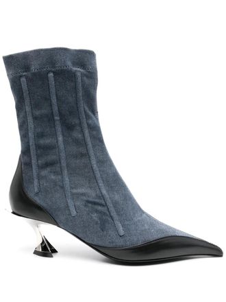 MUGLER bottines &agrave; design structur&eacute; 55 mm - Bleu