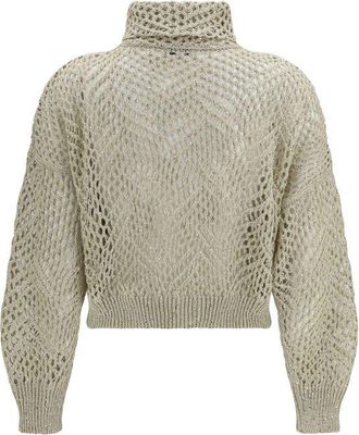 Brunello Cucinelli Open-Knit Linen Cardigan - Beige