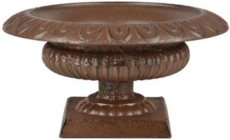 Esschert Design Französische Vase, 20 x 20 x 10 cm, aus Gusseisen, niedrig, Größe S, Blumenvase, Pflanzenvase, stabiler Stand, Gartendekoration