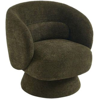 Sweeek Fauteuil pivotant. rotatif 360&deg; en tissu avec coussin kaki - L 76 x P 76 x H 76.5cm - Elias