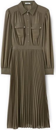 Motivi Femme, Robes, Vert, Taille: 36 FR Robe chemisier en georgette pliss&eacute;e