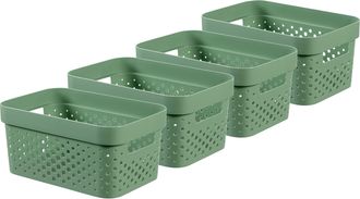 Curver Infinity Dots Aufbewahrungsboxen, rechteckig, 100% recycelt, klein, 4,5 l, Grün, 4 Stück